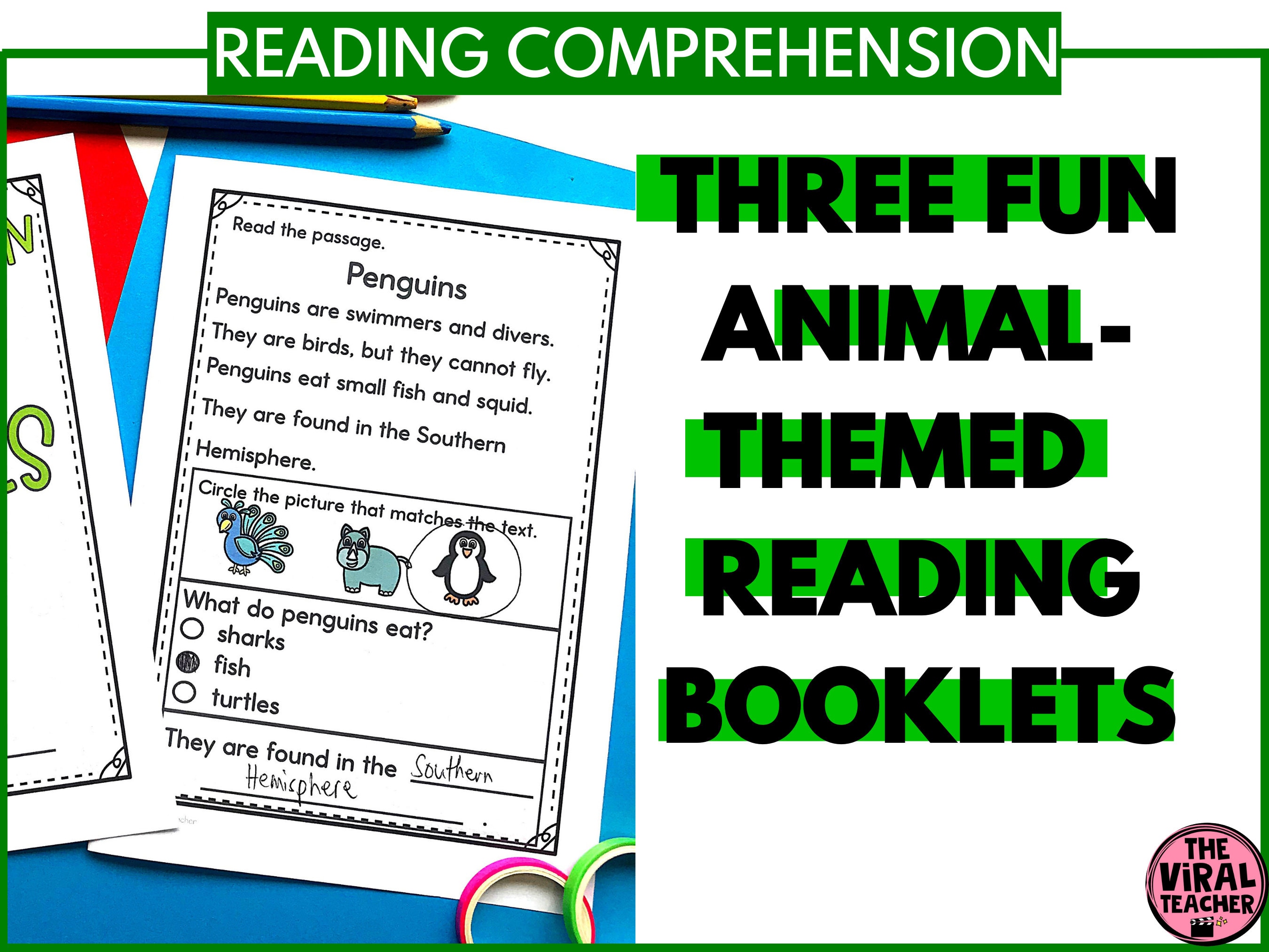 Animal Themed Reading Comprehension Passages and Questions Booklets ...
