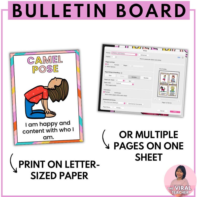 Yoga Poses Classroom Posters With Positive Mantras Classroom Bulletin ...