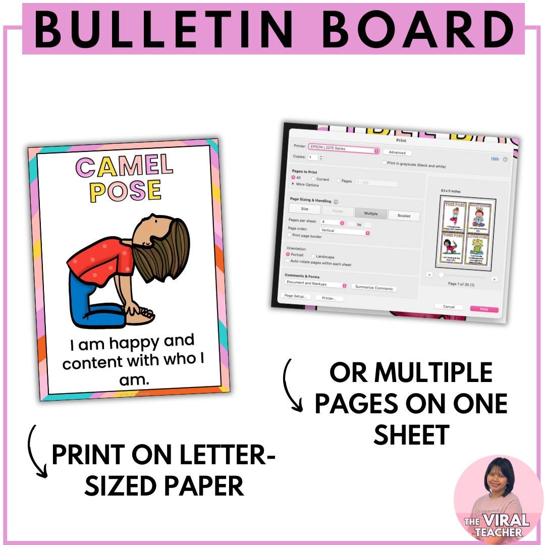 Yoga Poses Classroom Posters With Positive Mantras Classroom Bulletin ...