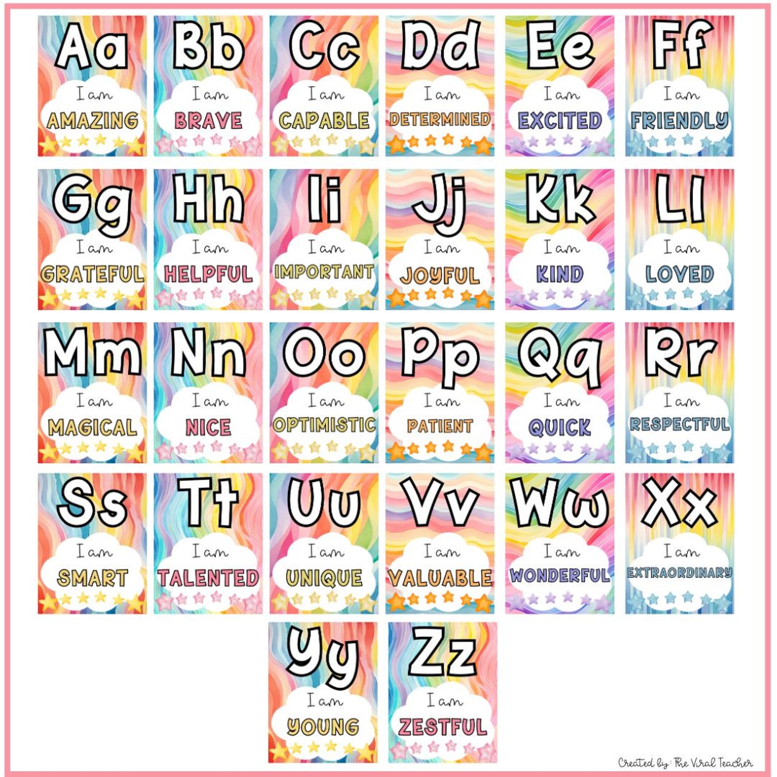 Alphabet Posters, Affirmation Alphabet Posters Bulletin Board Display ...