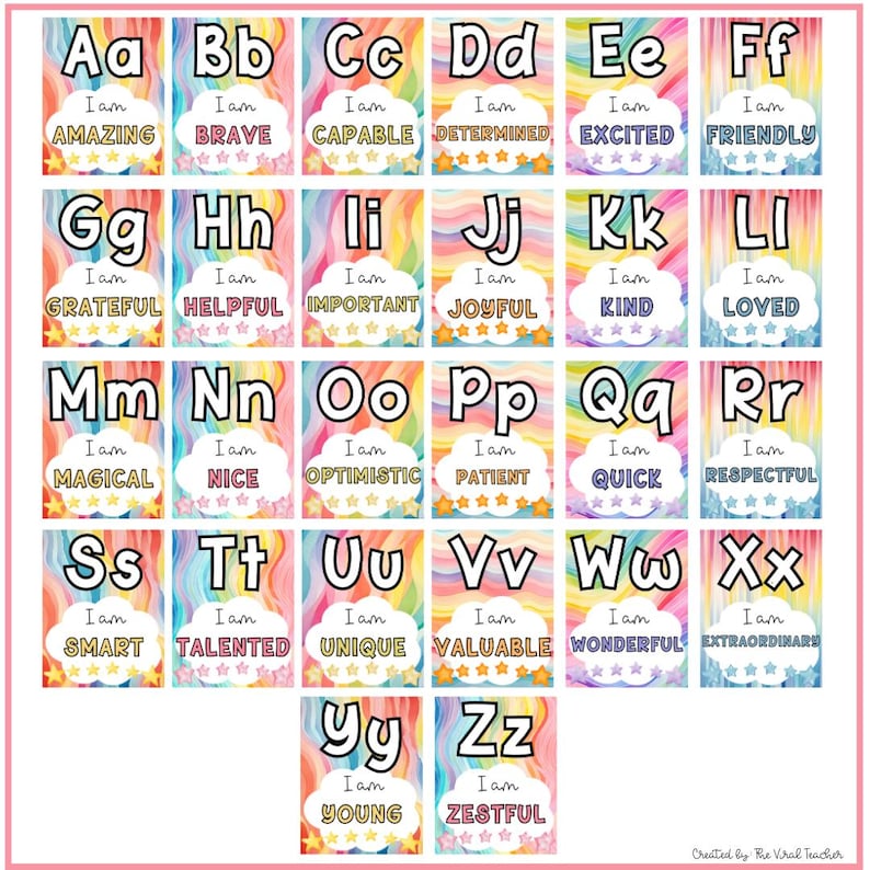 Alphabet Posters, Affirmation Alphabet Posters Bulletin Board Display ...