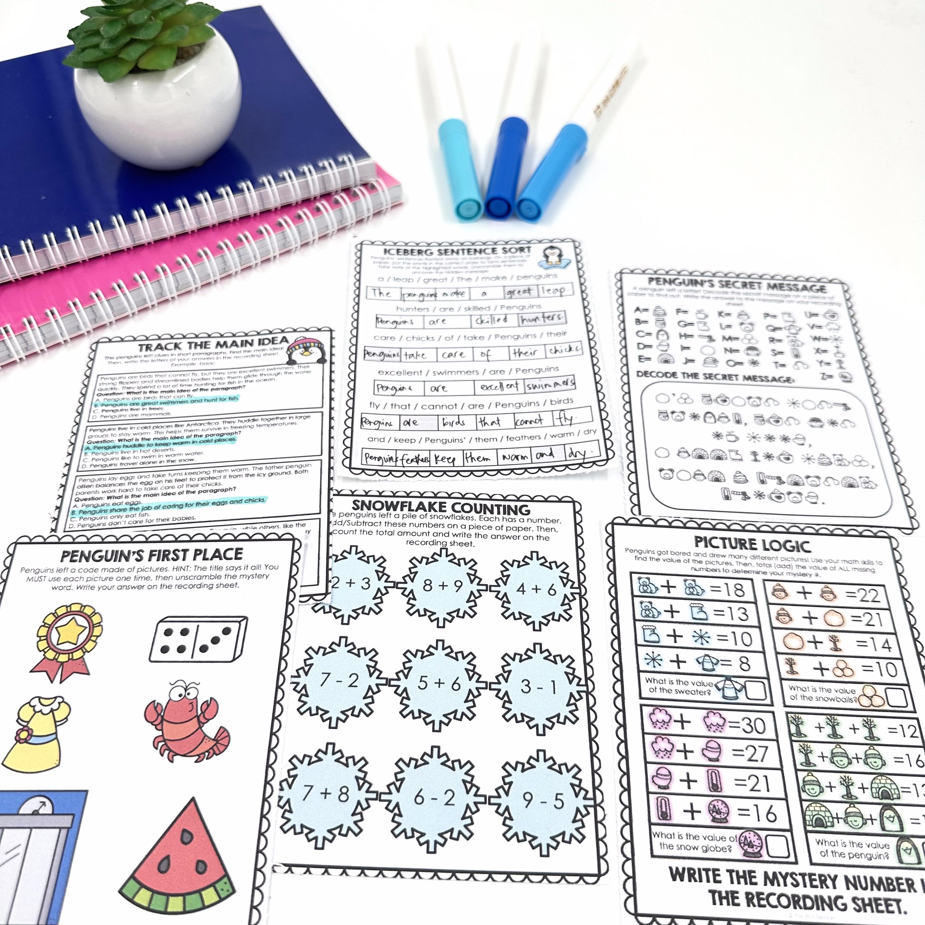 Winter Escape Room Winter Math and ELA for Kids, Printable Winter ...