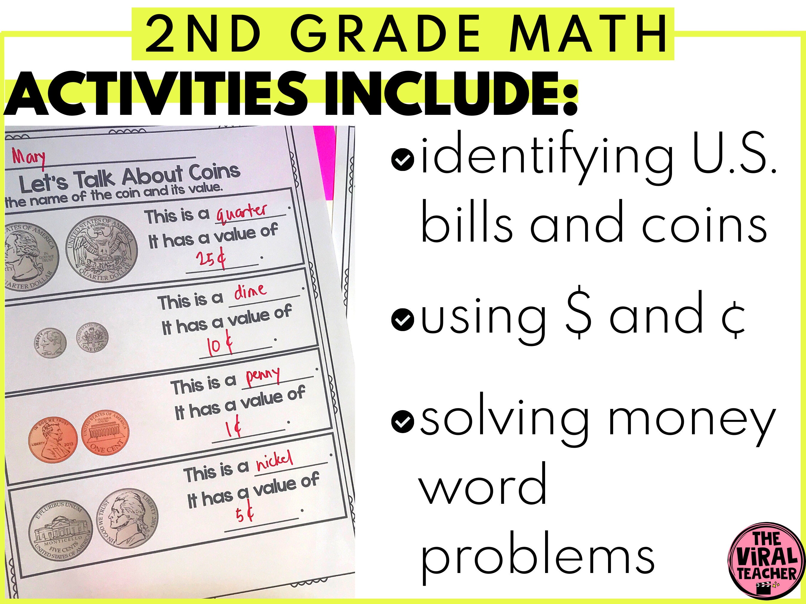 Counting U.S. Dollar Bills and Coins and Solving Money Word Problems ...