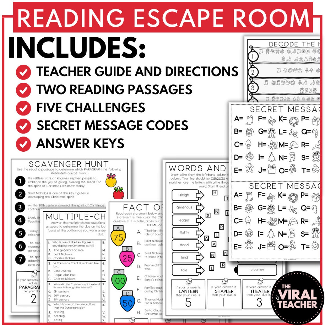 Christmas Escape Room for Kids, Escape Room for Kids, Christmas Reading ...