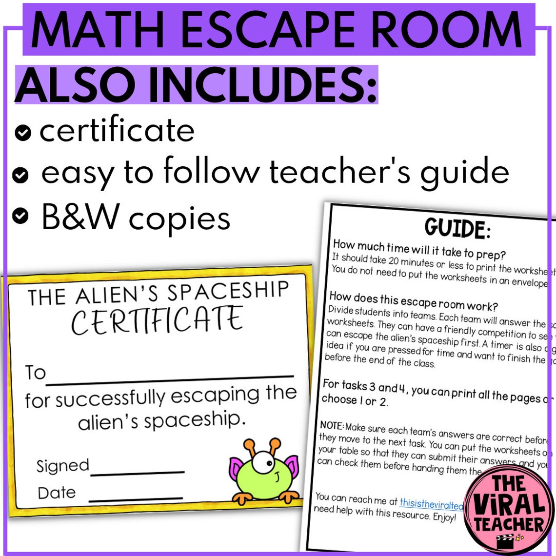 Alien Spaceship Math Escape Room: Addition & Subtraction (PDF Pattern ...
