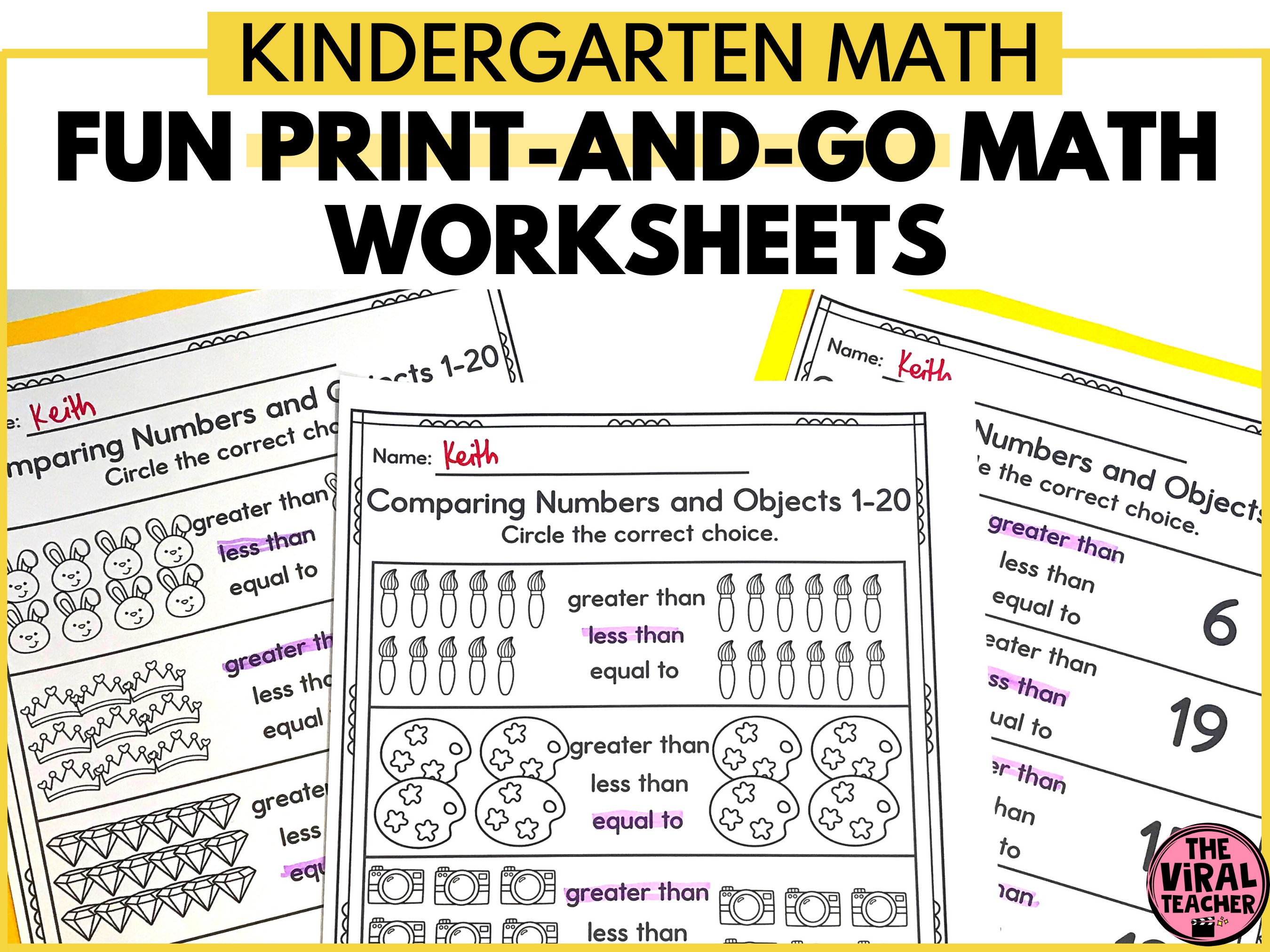 Counting Comparing Writing Objects and Numbers 1 - 20 Kindergarten Math ...