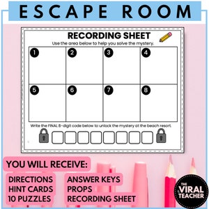 Escape Room for Kids, Summer Escape Room Printable Puzzle Game, Printed ...