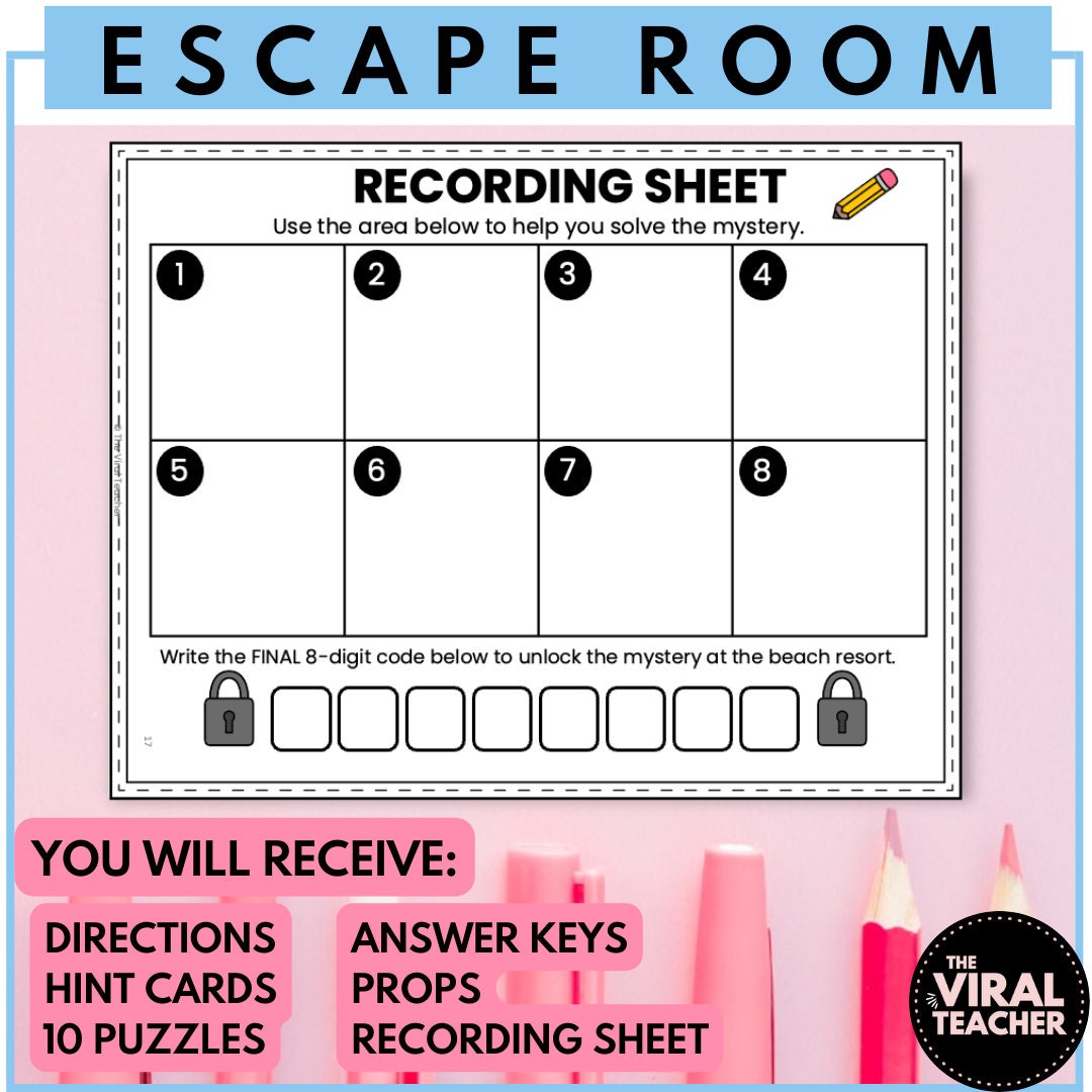 Escape Room for Kids, Summer Escape Room Printable Puzzle Game, Printed ...