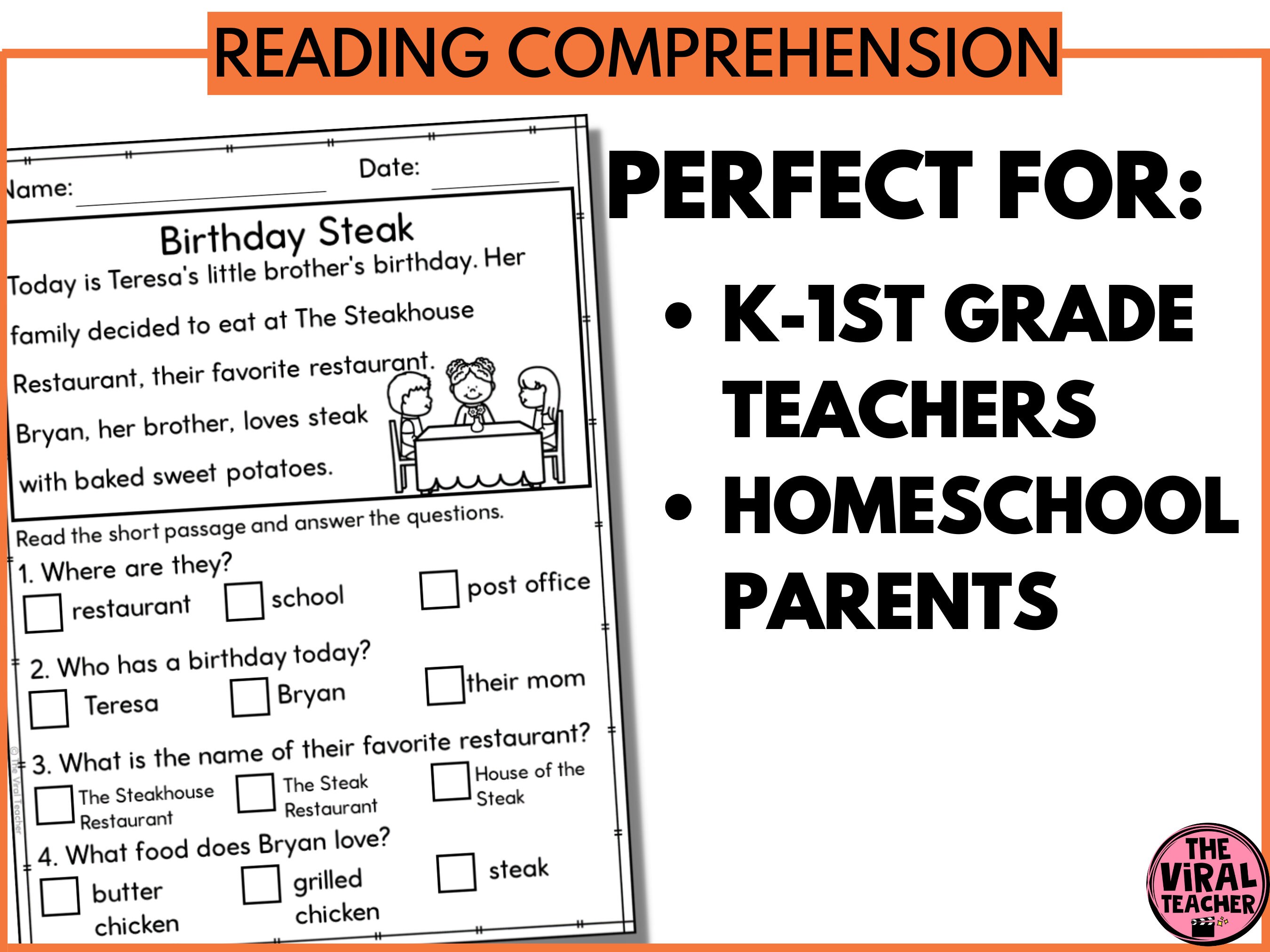 Short Stories Reading Comprehension, Storytime Reading Worksheets, 1st ...
