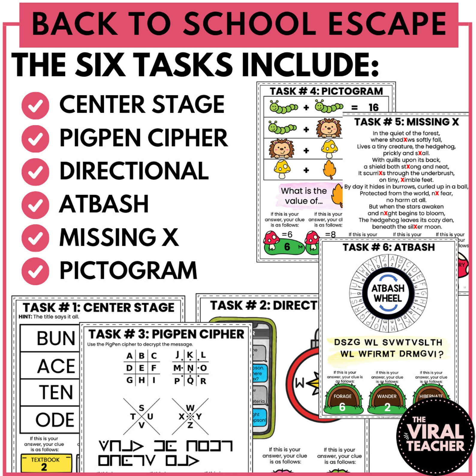 Escape Room for Kids, the Missing Class Pet Kids Printable Puzzle Game ...