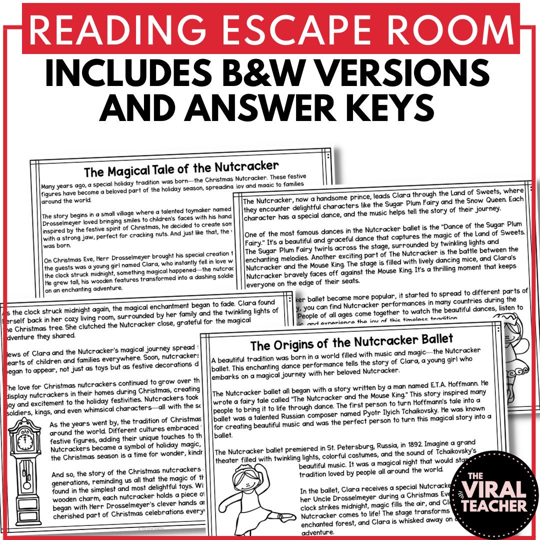 The Nutcracker Christmas Escape Room for Kids the Nutcracker Christmas Reading and ELA Escape ...