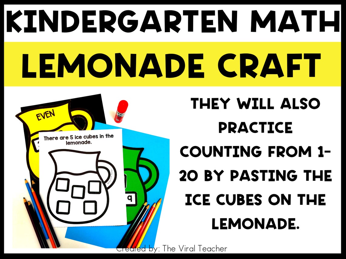 Odd and Even Numbers Craft. Lemonade Summer Math Craft Summer - Etsy
