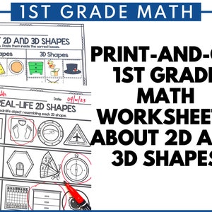 Identifying 2D and 3D Shapes Math Worksheets 1st Grade Math Activities ...