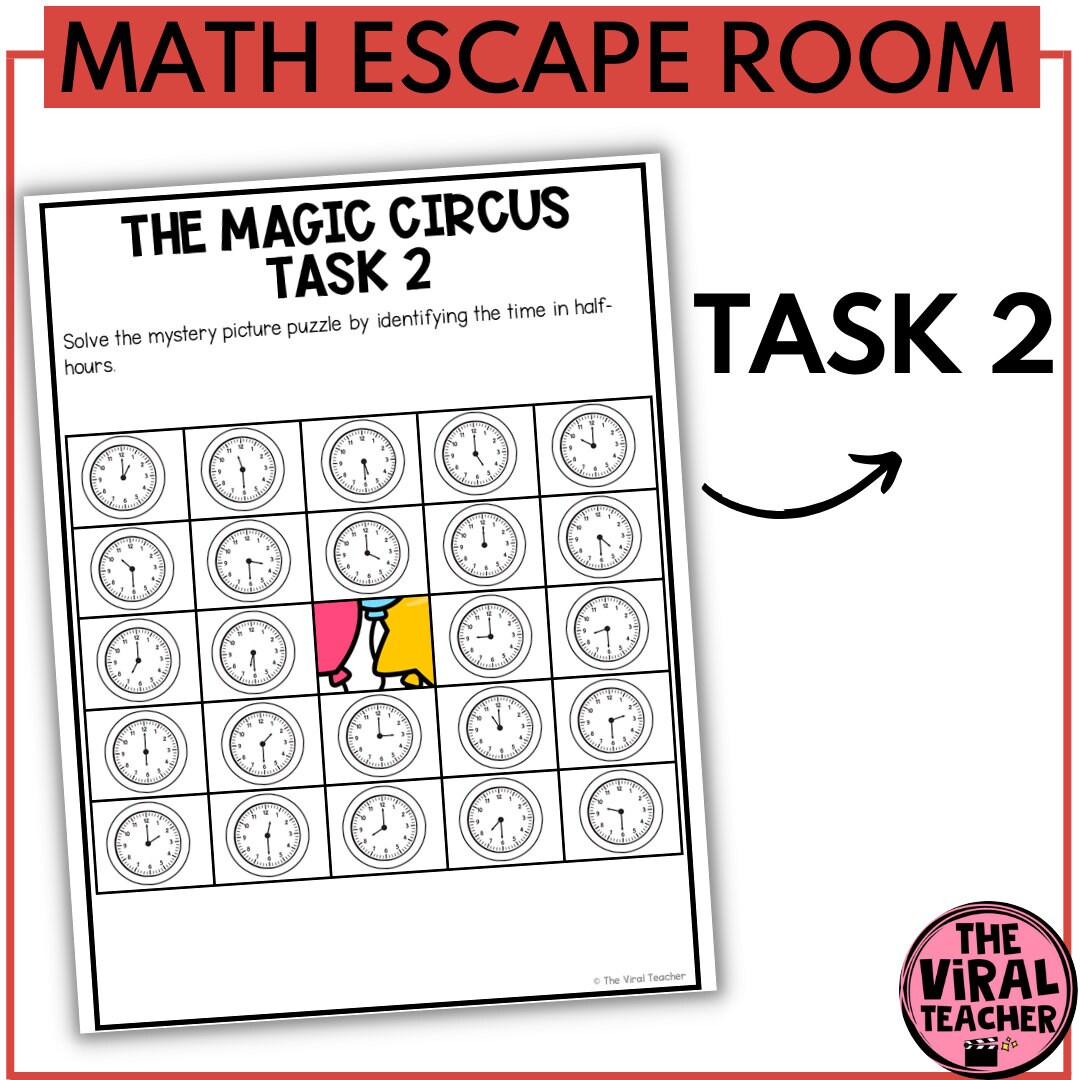 Escape Rooms for Kids Telling and Writing Time to the Hour and Half ...