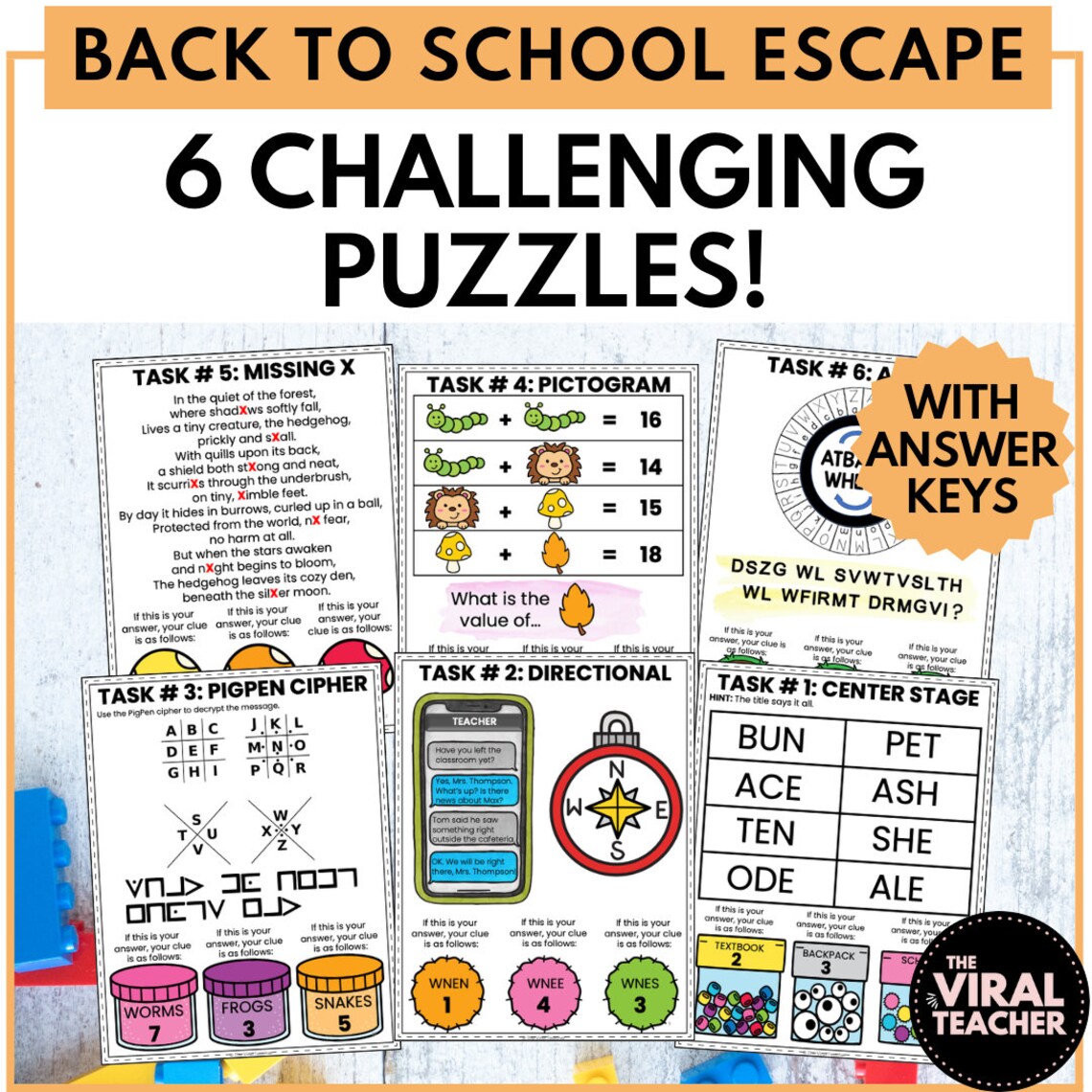 Escape Room for Kids, Back to School Escape Room Printable Puzzle Game ...