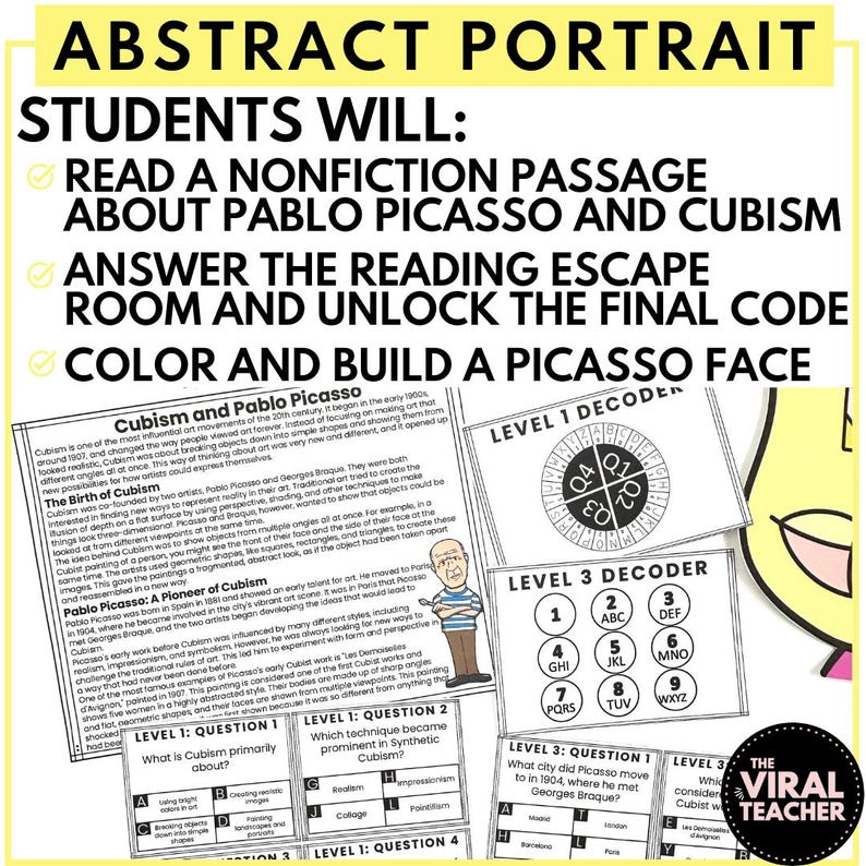 Picasso Face Parts Pablo Picasso Abstract Portrait Art Project and ...