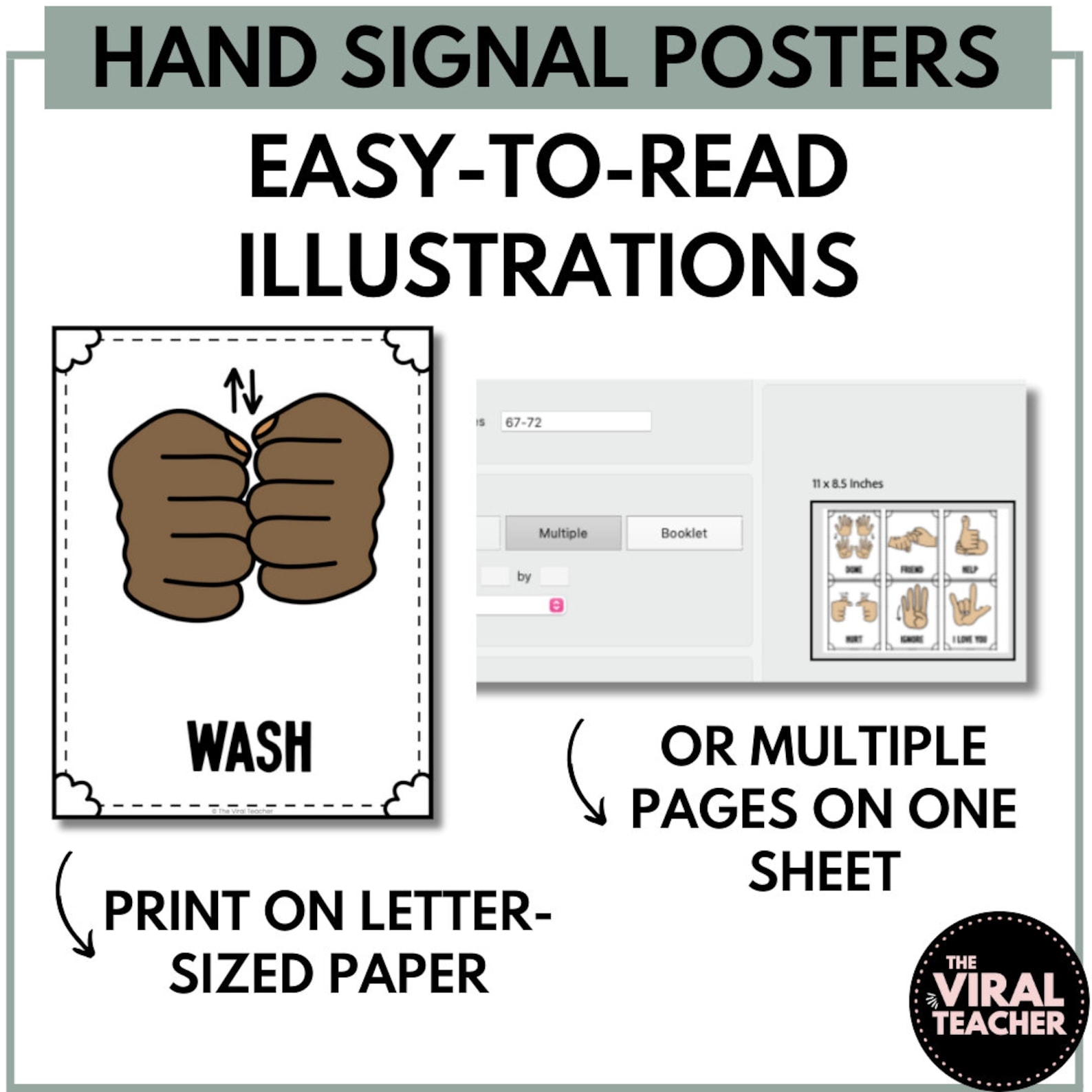 ASL Hand Signal Posters Classroom Hand Signals Classroom Management ...