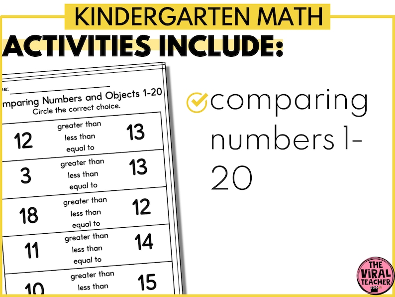 Counting Comparing Writing Objects and Numbers 1 - 20 Kindergarten Math ...