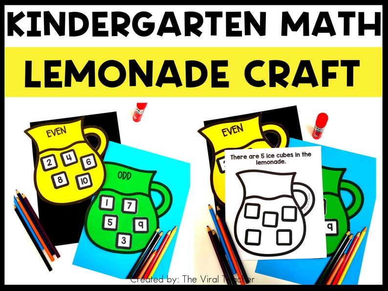 Odd and Even Numbers Craft. Lemonade Summer Math Craft Summer - Etsy