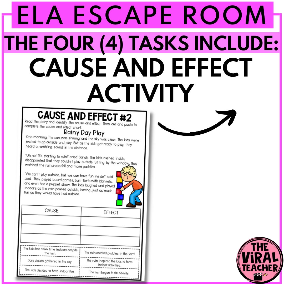Escape Rooms for Kids Sequencing Stories & Events - Cause and Effect ...