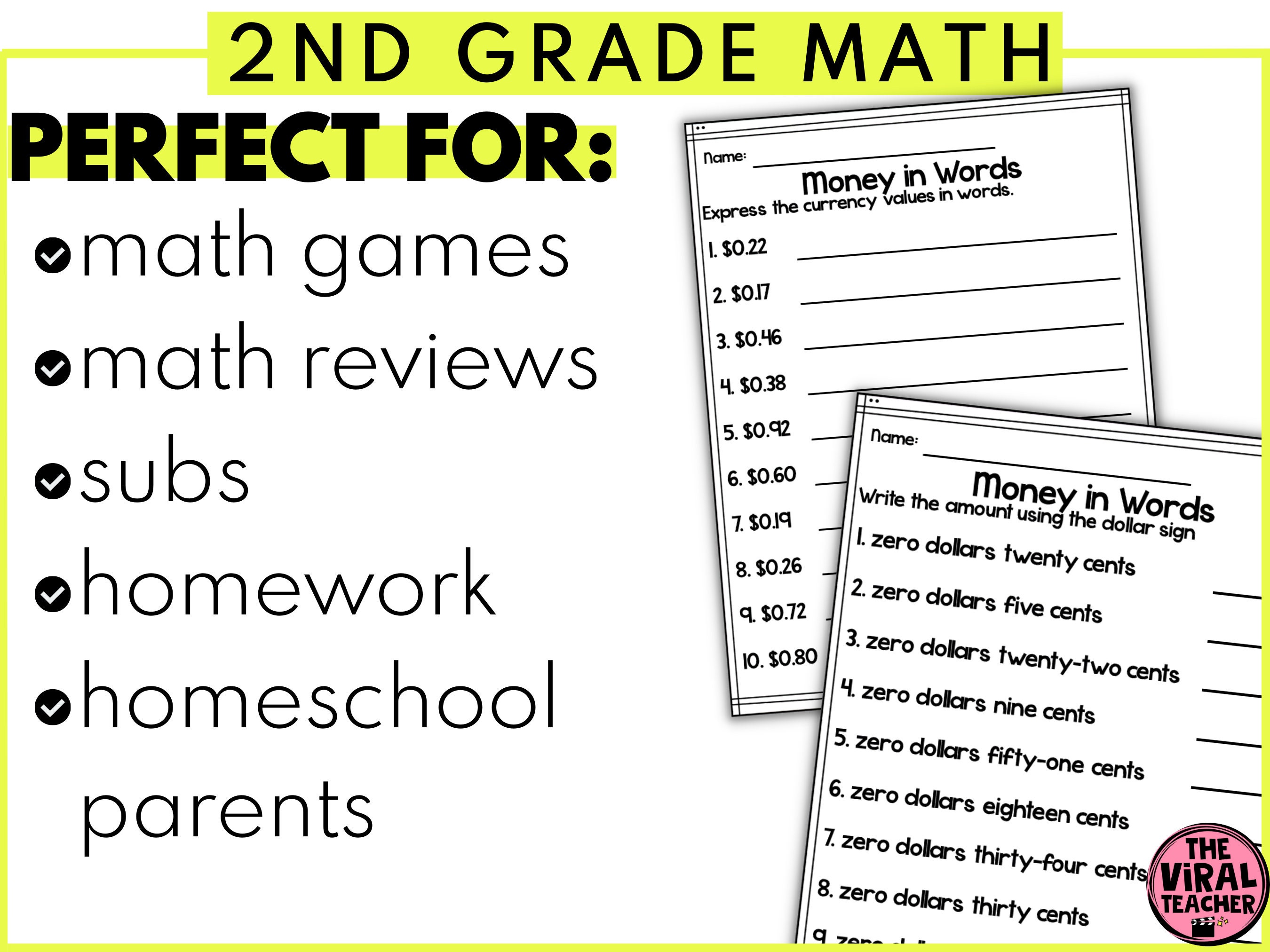 Counting U.S. Dollar Bills and Coins and Solving Money Word Problems ...
