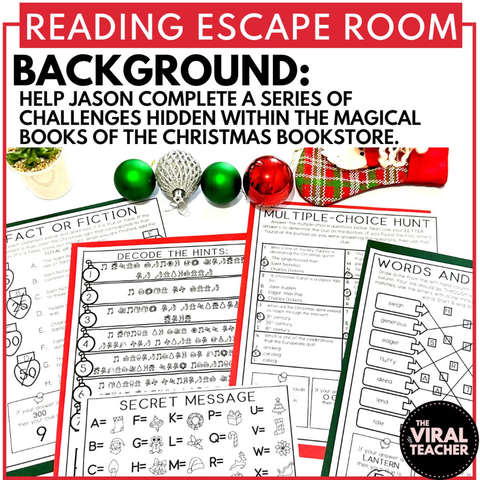 Christmas Escape Room for Kids, Escape Room for Kids, Christmas Reading ...