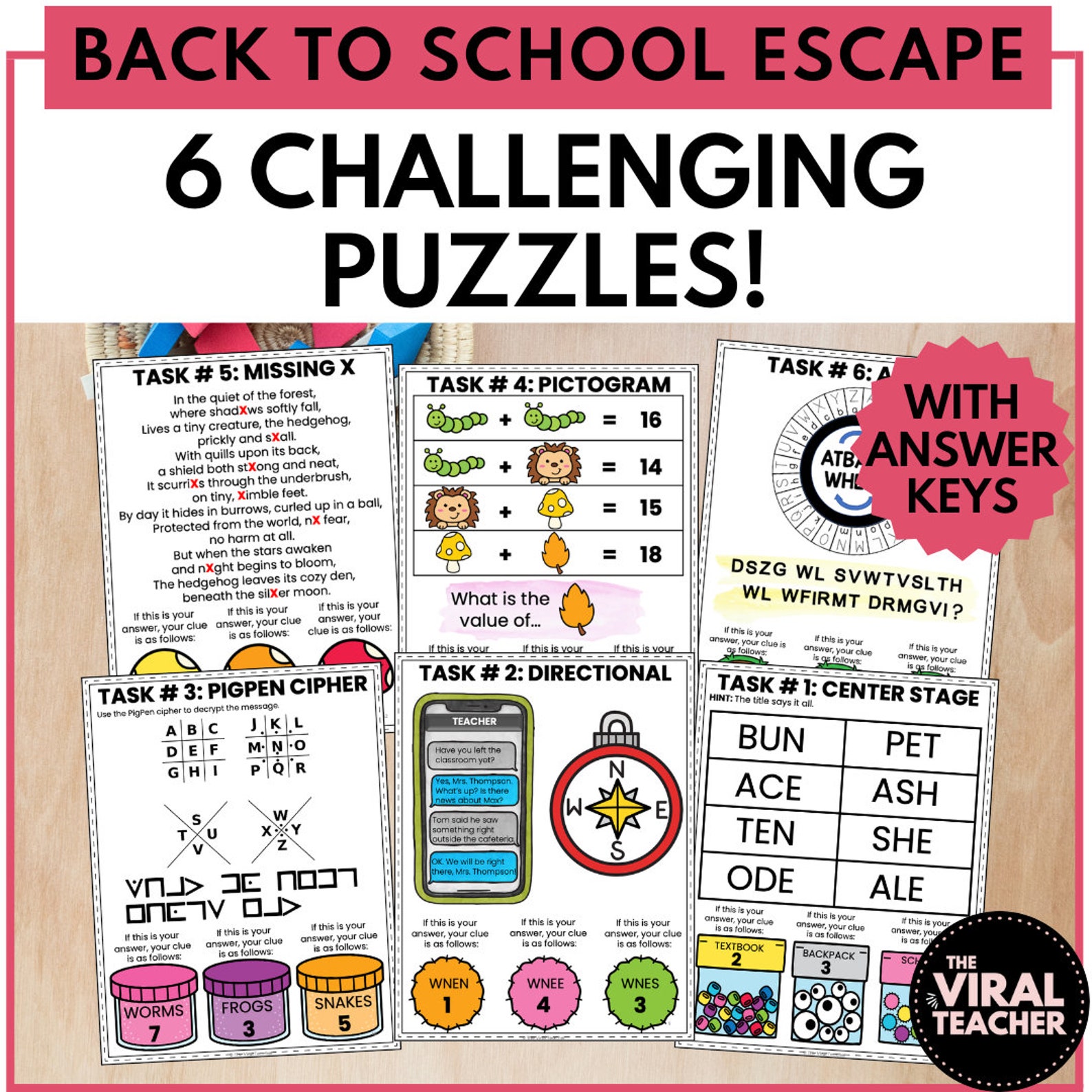 Escape Room for Kids, the Missing Class Pet Kids Printable Puzzle Game ...