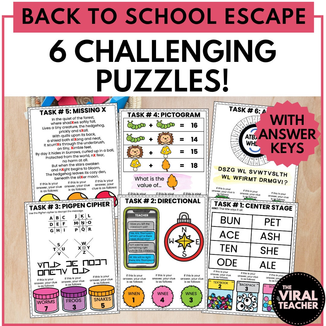 Escape Room for Kids, the Missing Class Pet Kids Printable Puzzle Game ...