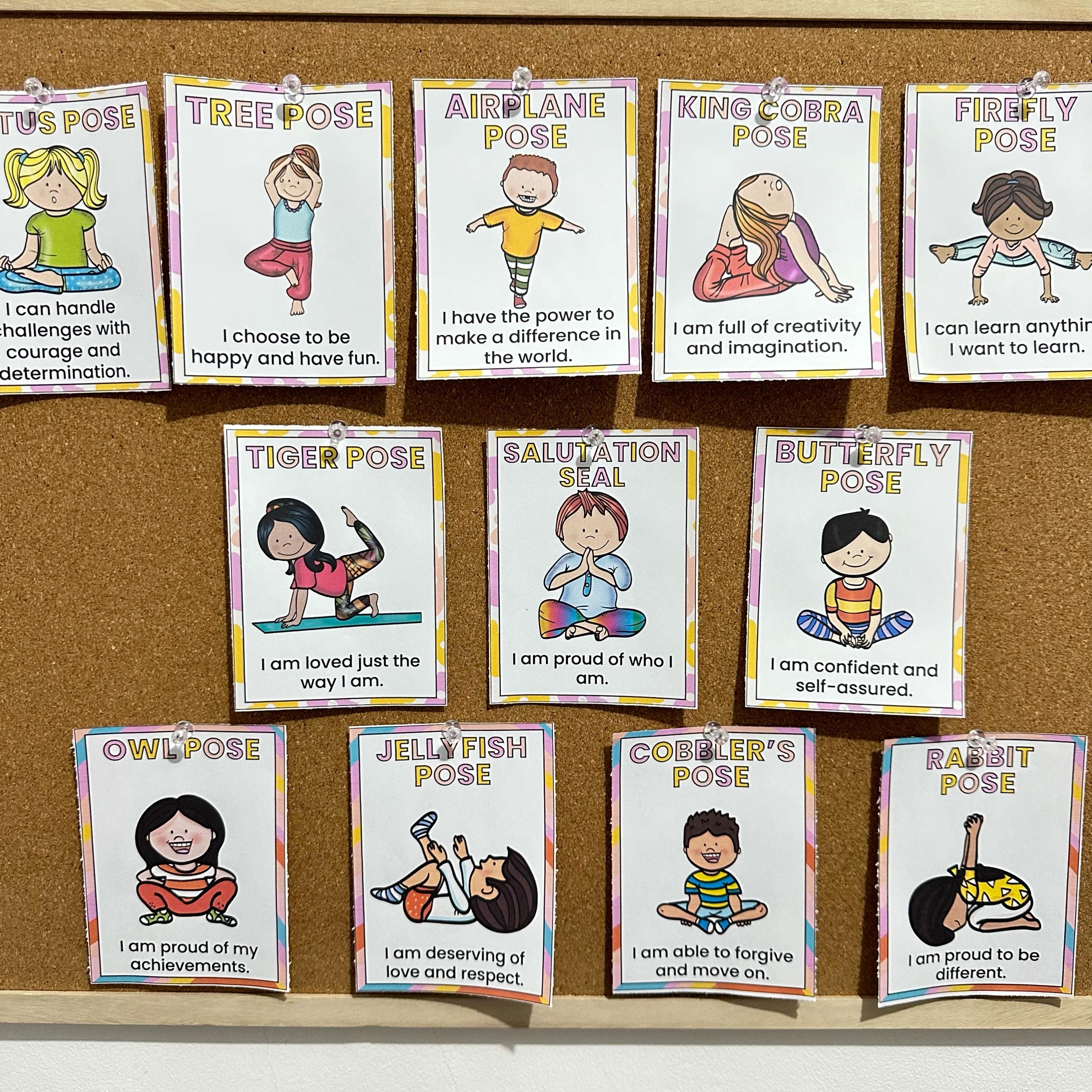 Yoga Poses Classroom Posters With Positive Mantras Classroom Bulletin ...