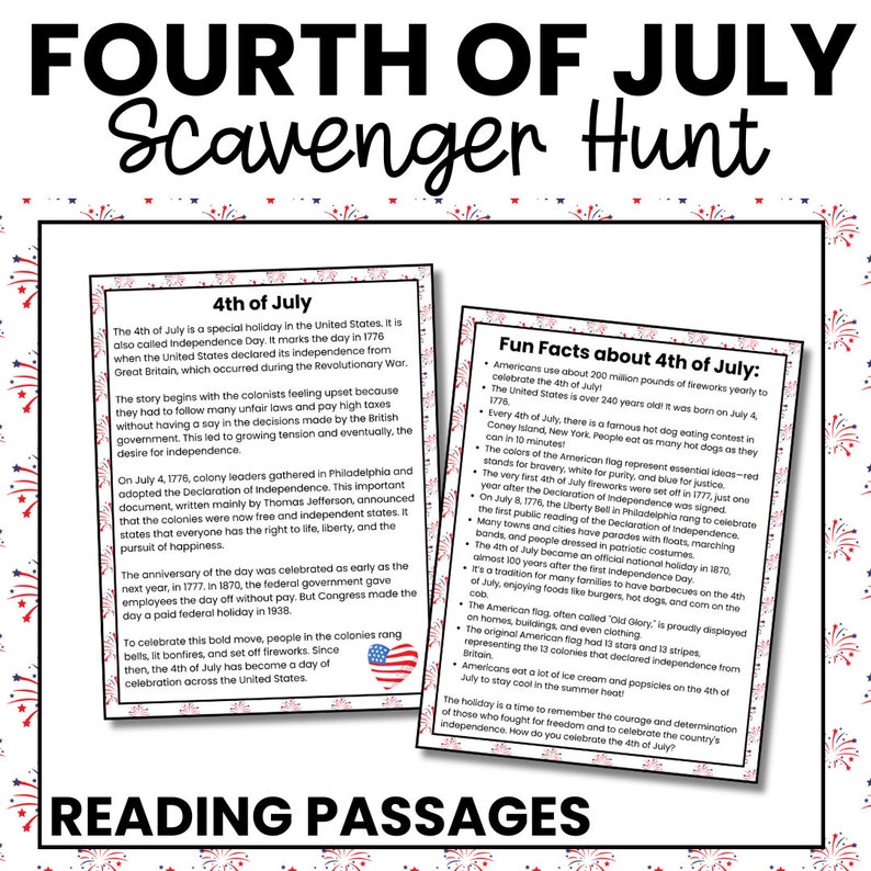 4th of July Scavenger Hunt, Independence Day Scavenger Hunt, Printable ...