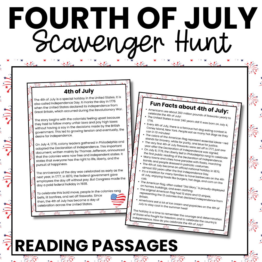4th of July Scavenger Hunt, Independence Day Scavenger Hunt, Printable ...