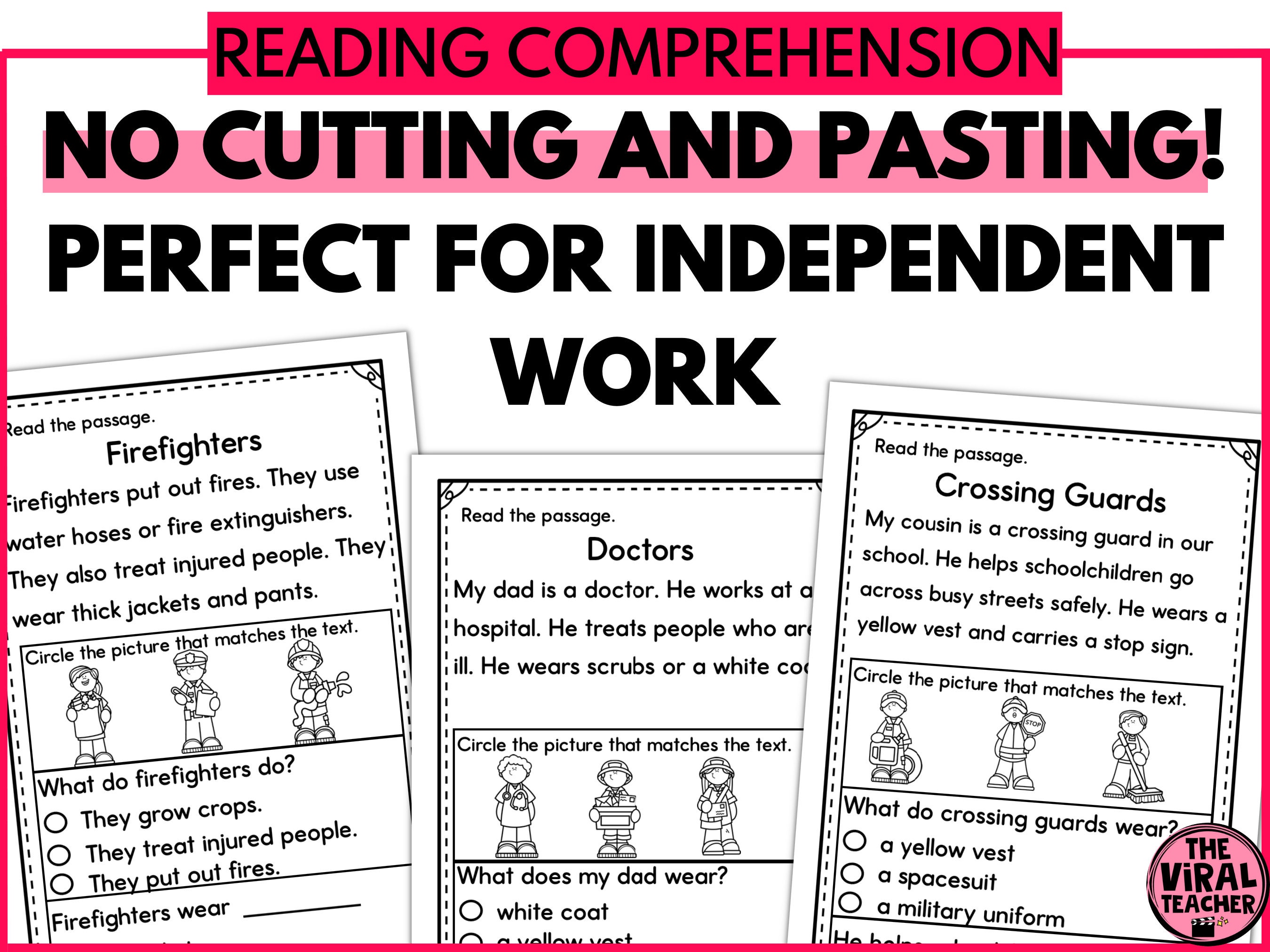 Community Helpers Reading Comprehension Passages and Questions Booklets ...