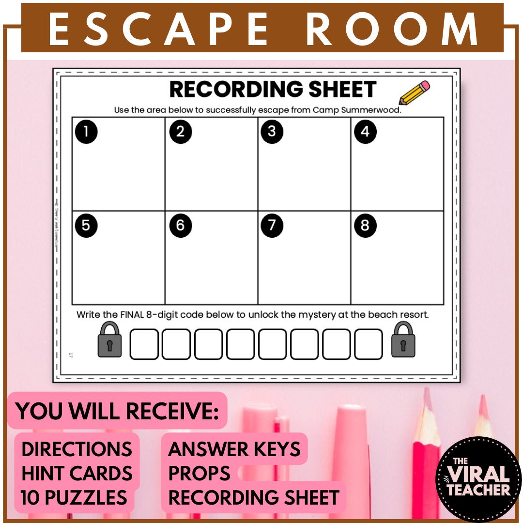 Escape Room for Kids, Camping Themed Escape Room Printable Puzzle Game ...