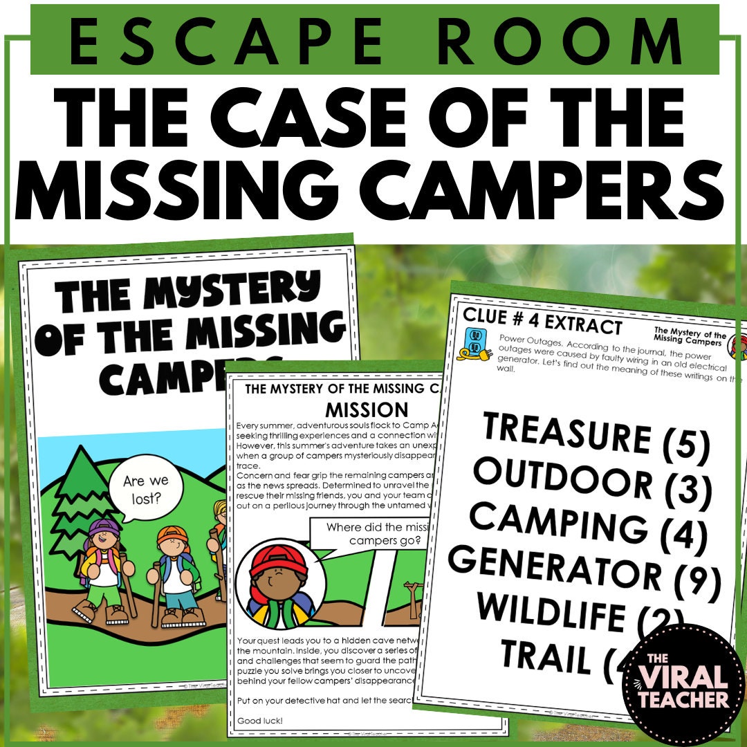 Escape Room for Kids, Camping Themed Escape Room, Mystery Solving Games ...