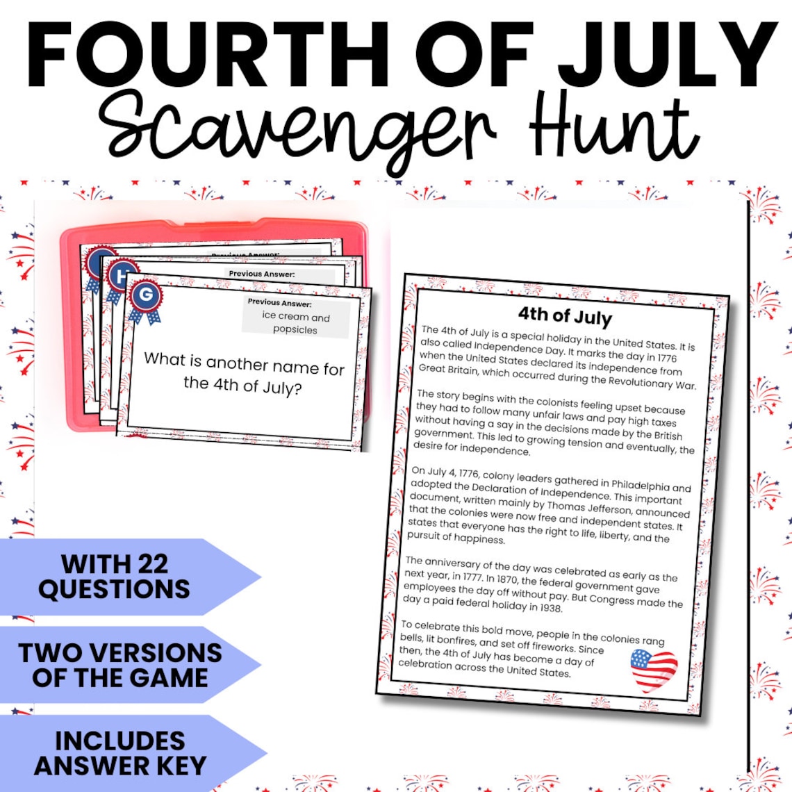 4th of July Scavenger Hunt, Independence Day Scavenger Hunt, Printable ...