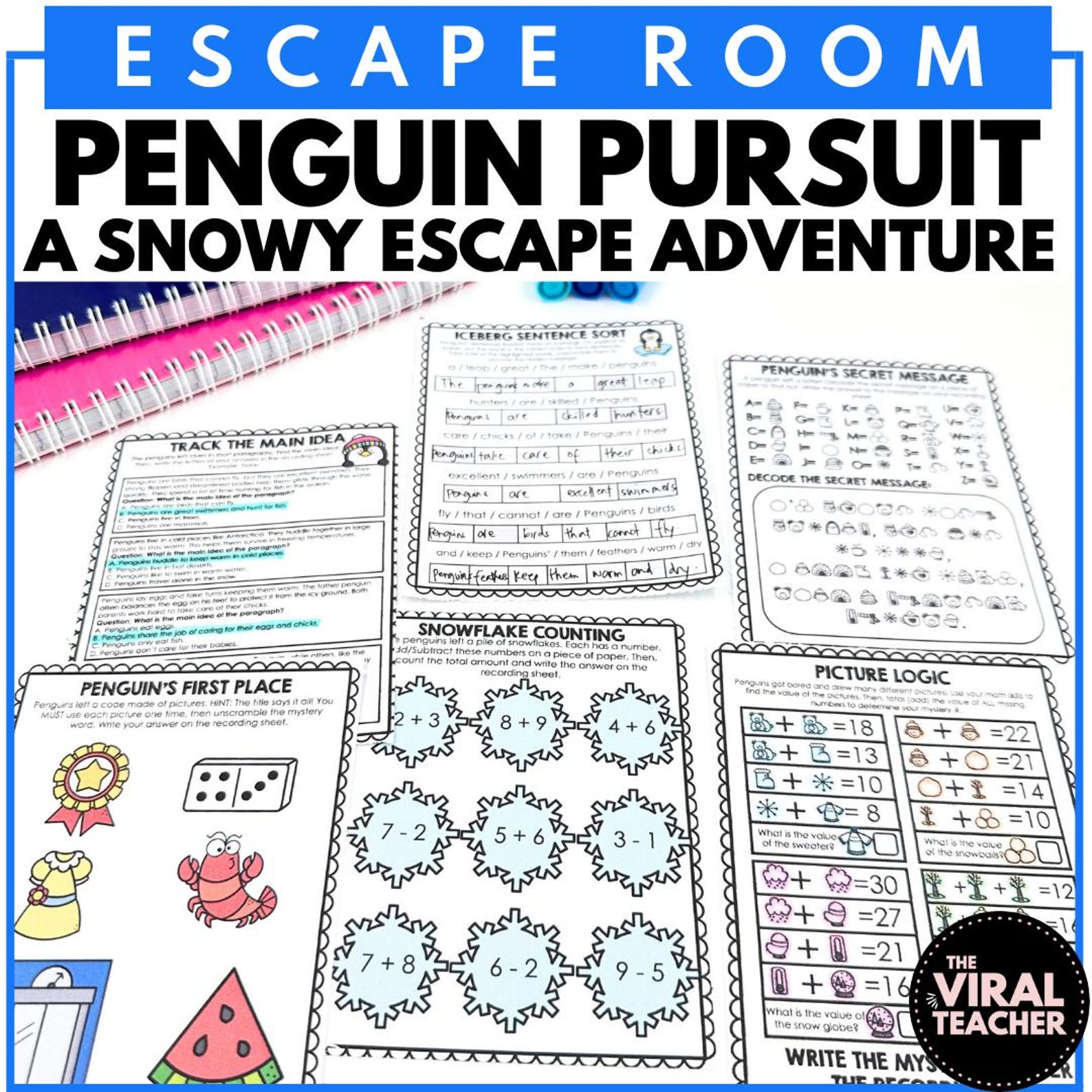 Winter Escape Room Winter Math and ELA for Kids, Printable Winter ...