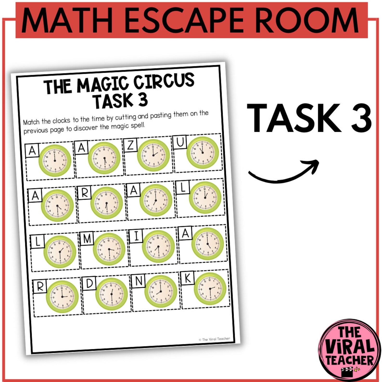 Telling Time Math Escape Room: Magic Circus Printable (PDF) - Etsy