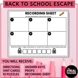 Escape Room for Kids, the Missing Class Pet Kids Printable Puzzle Game ...