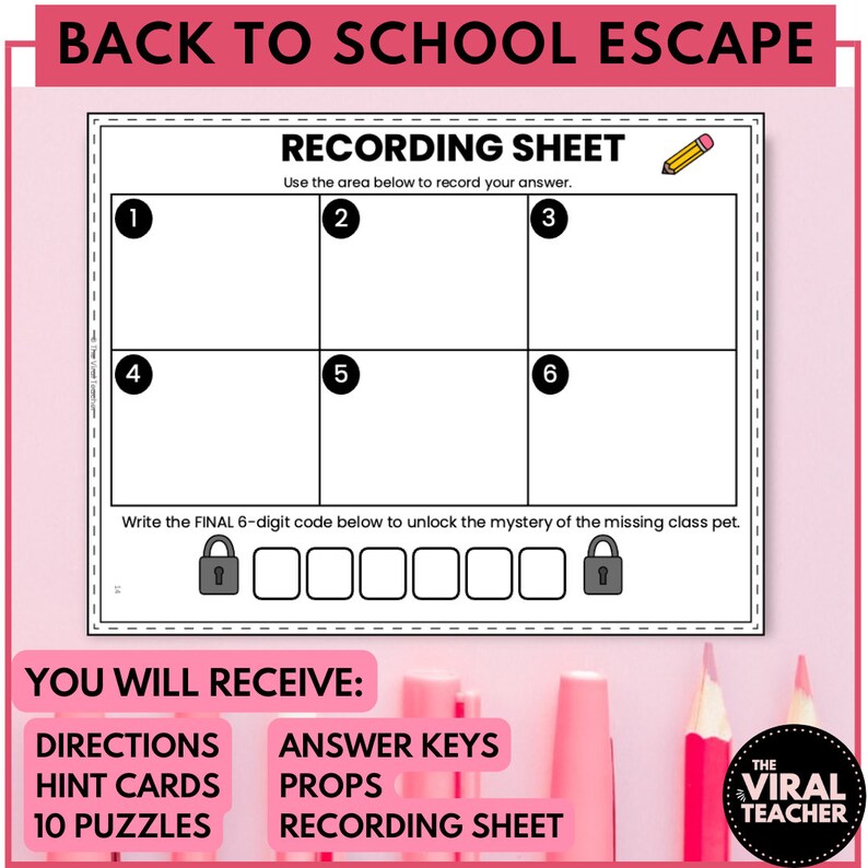 Escape Room for Kids, the Missing Class Pet Kids Printable Puzzle Game ...