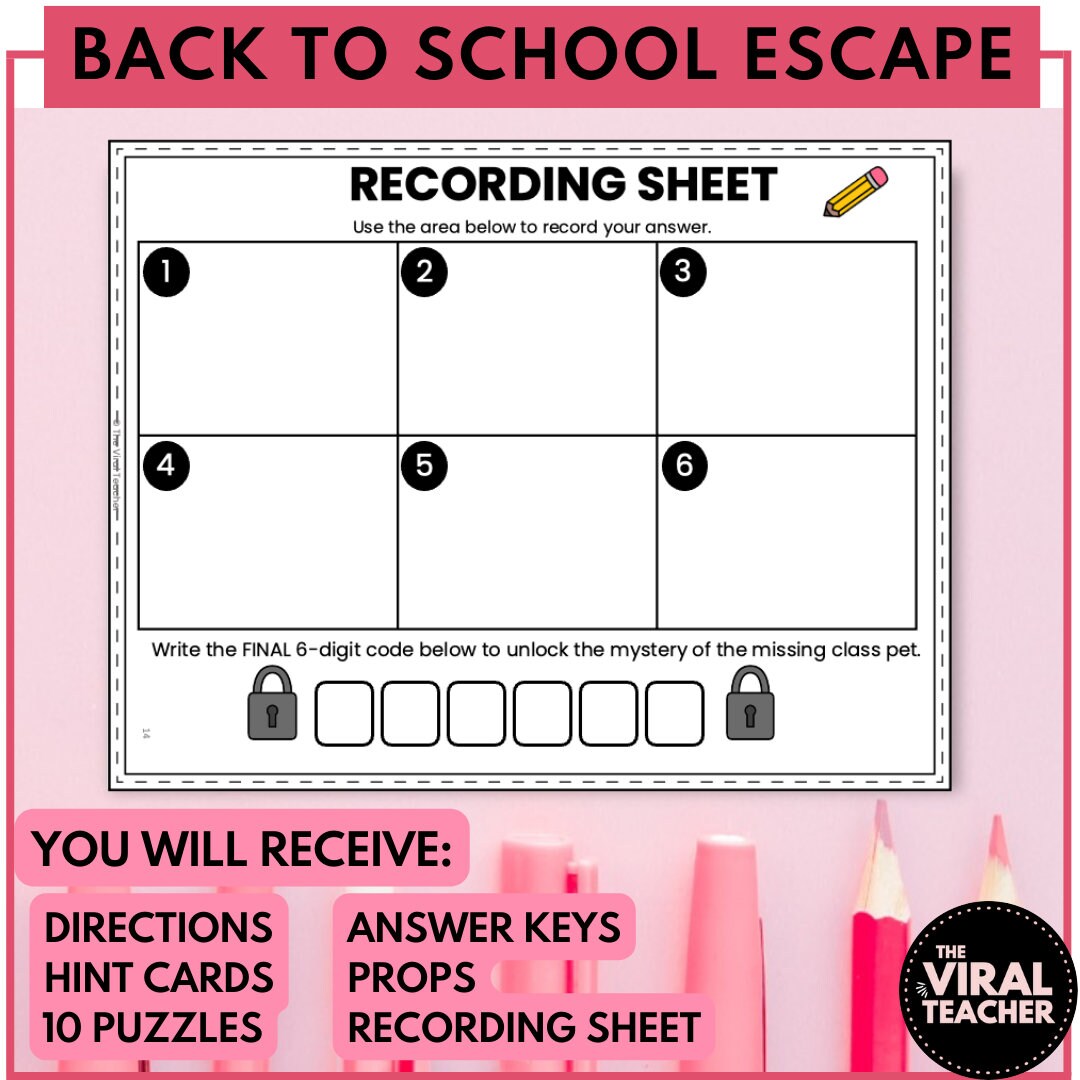 Escape Room for Kids, the Missing Class Pet Kids Printable Puzzle Game ...