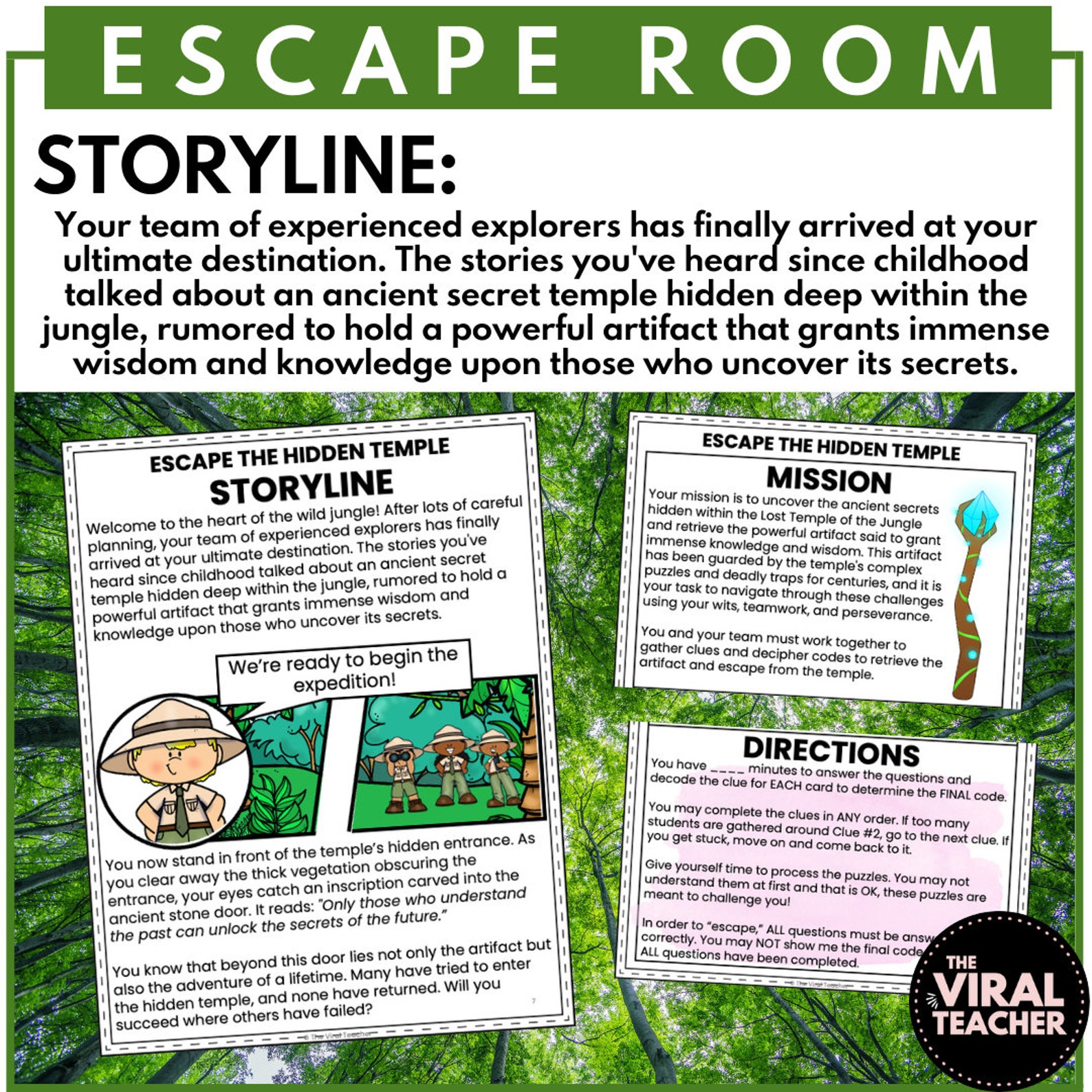 Jungle Escape Room Printable Puzzle Game for Kids (PDF) - Etsy