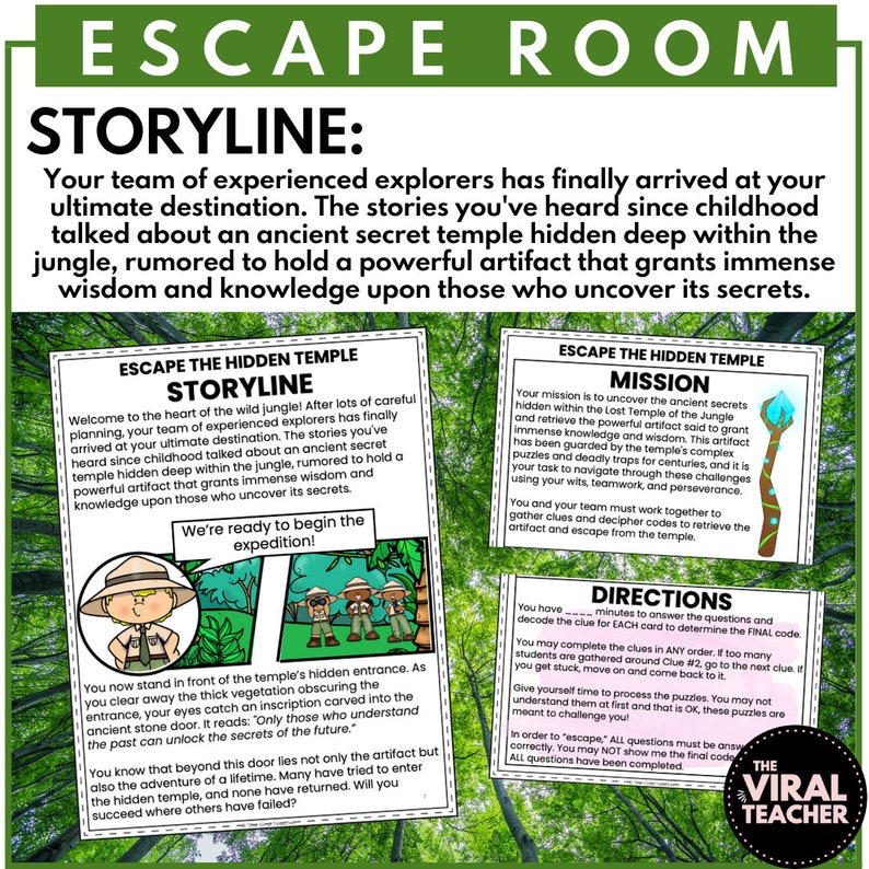 Escape Room for Kids, Jungle Themed Escape Room Printable Puzzle Game ...