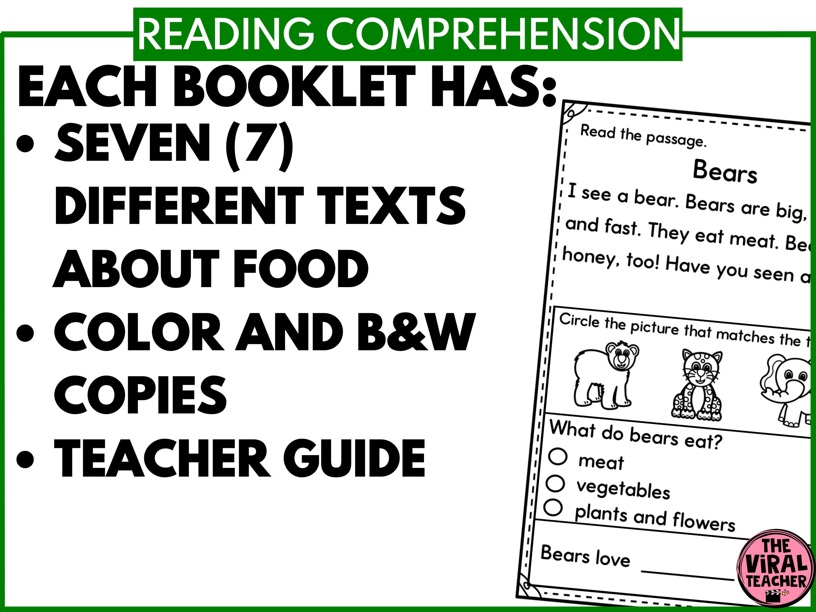 Animal Themed Reading Comprehension Passages and Questions Booklets ...