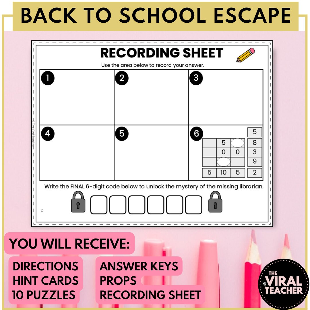 Escape Room for Kids, Back to School Escape Room Printable Puzzle Game ...