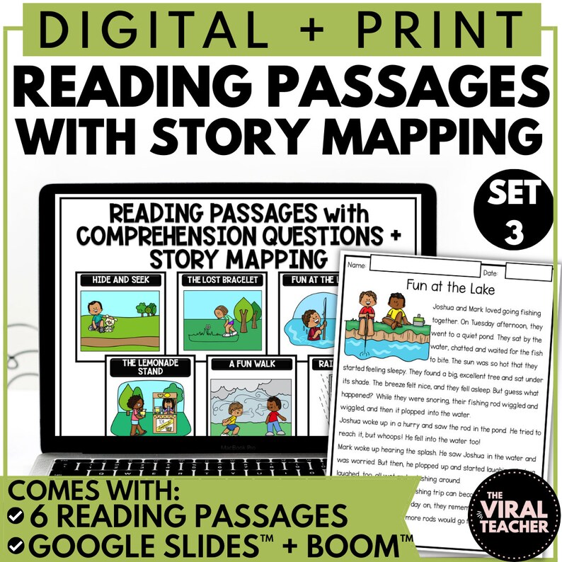 Reading Comprehension Worksheets, Story Mapping, 1st-2nd Grade (digital ...