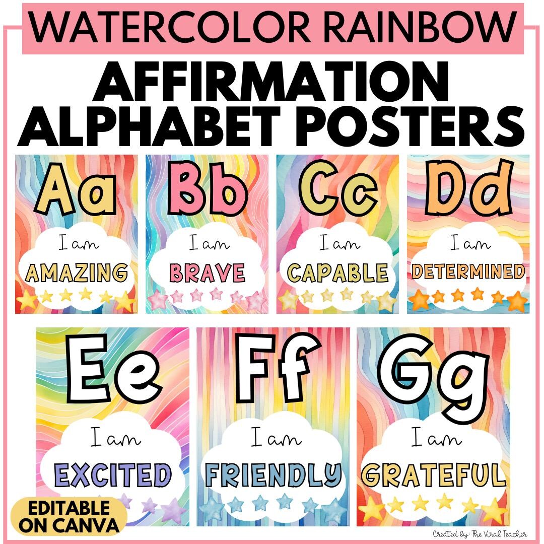 Alphabet Posters, Affirmation Alphabet Posters Bulletin Board Display ...