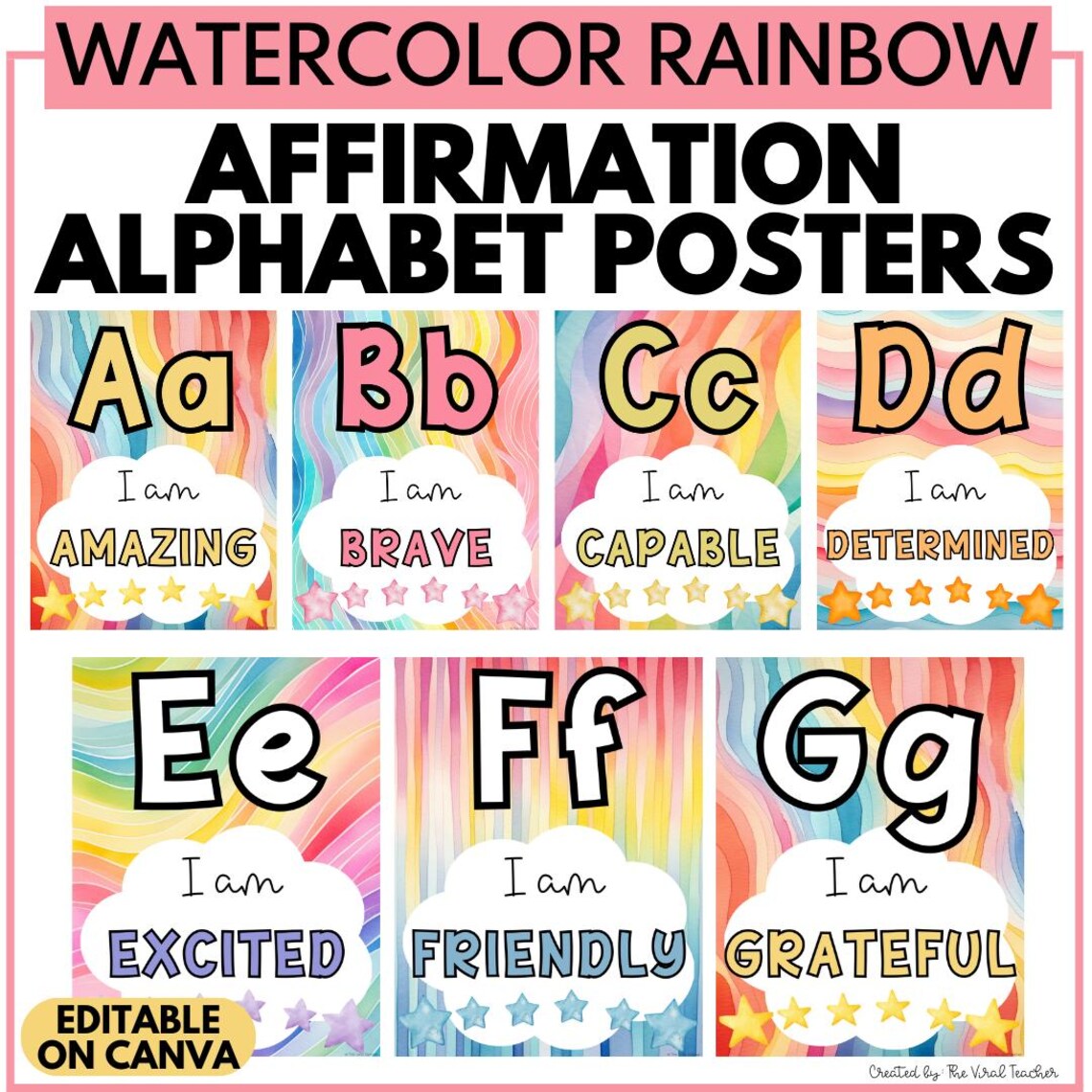 Alphabet Posters, Affirmation Alphabet Posters Bulletin Board Display ...