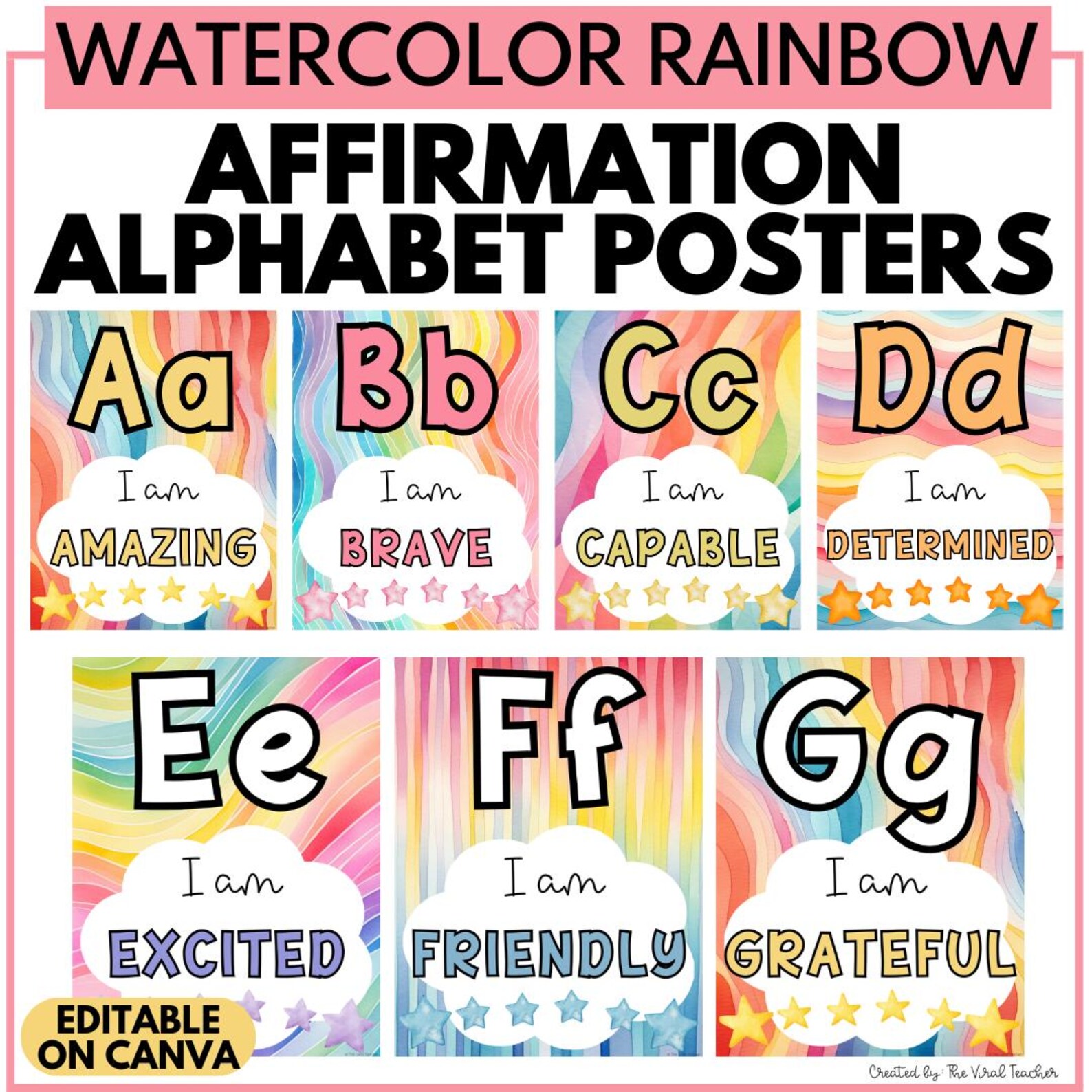 Alphabet Posters, Affirmation Alphabet Posters Bulletin Board Display ...