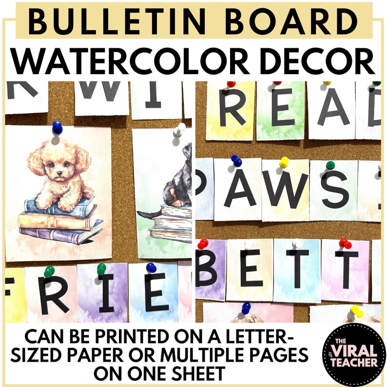 Watercolor Classroom Decor Reading Classroom and Library Bulletin ...