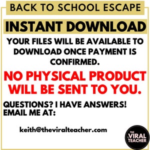 Escape Room for Kids, Back to School Escape Room Printable Puzzle Game ...
